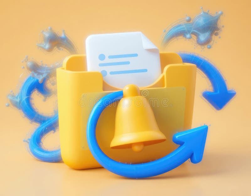 Folder with Notification Bell Icon for New Update or Task Stock ...