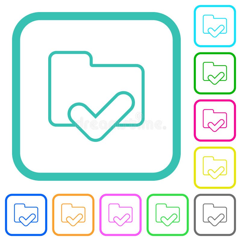 Folder Ok Outline Vivid Colored Flat Icons Stock Vector - Illustration ...