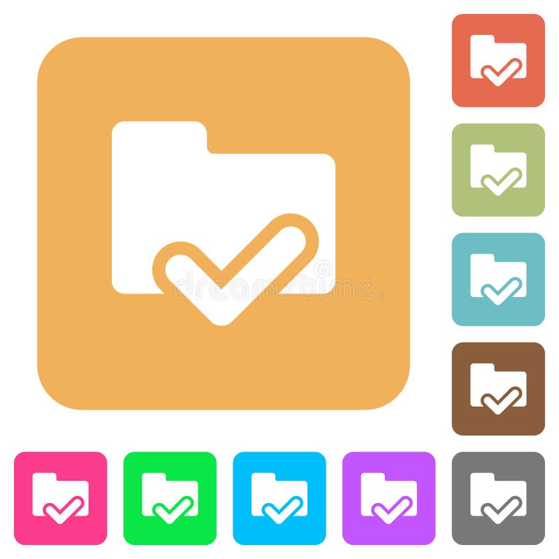 Folder Ok Rounded Square Flat Icons Stock Vector - Illustration of ...