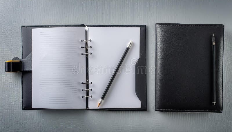 Folder, Open and Closed. View from Above, with a Pencil for Writing ...