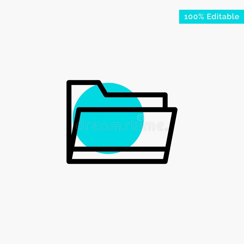 Folder, Open, Data, Storage Turquoise Highlight Circle Point Vector ...