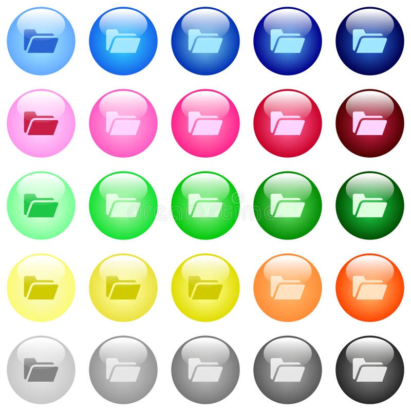 Folder Open Icons in Color Glossy Buttons Stock Illustration ...