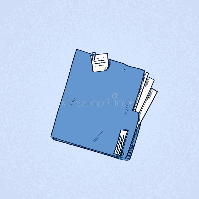 Folder Orange Paper Document File Sketch Retro Stock Vector ...