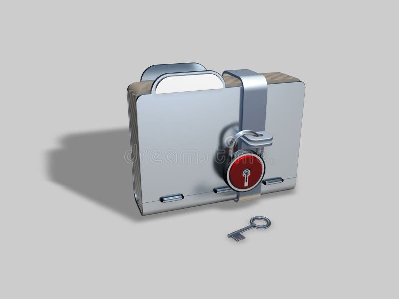 Open Metal Folder with Padlock and Key Stock Illustration ...