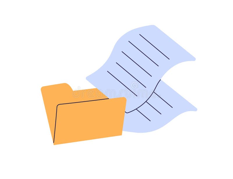 Folder with Paper Documents Icon. Yellow Office File with Business Docs ...