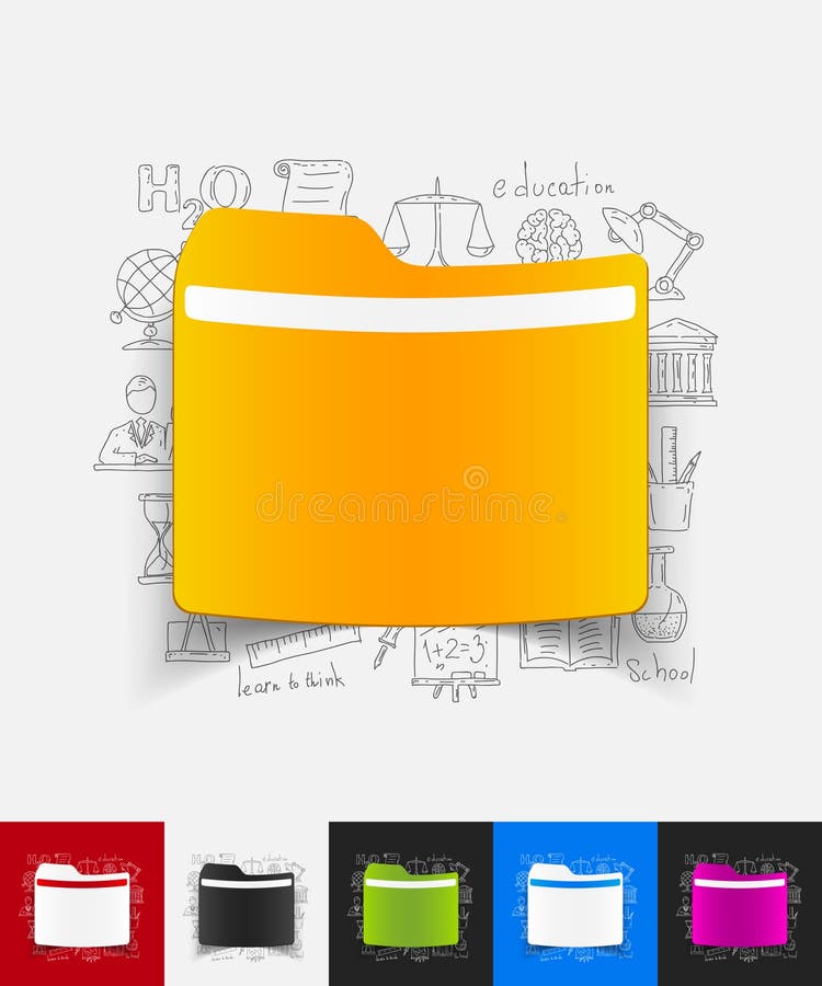 Folder Paper Sticker with Hand Drawn Elements Stock Vector ...