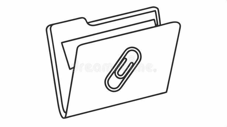 Folder with Paperclip, Representing File Attachment, Document ...