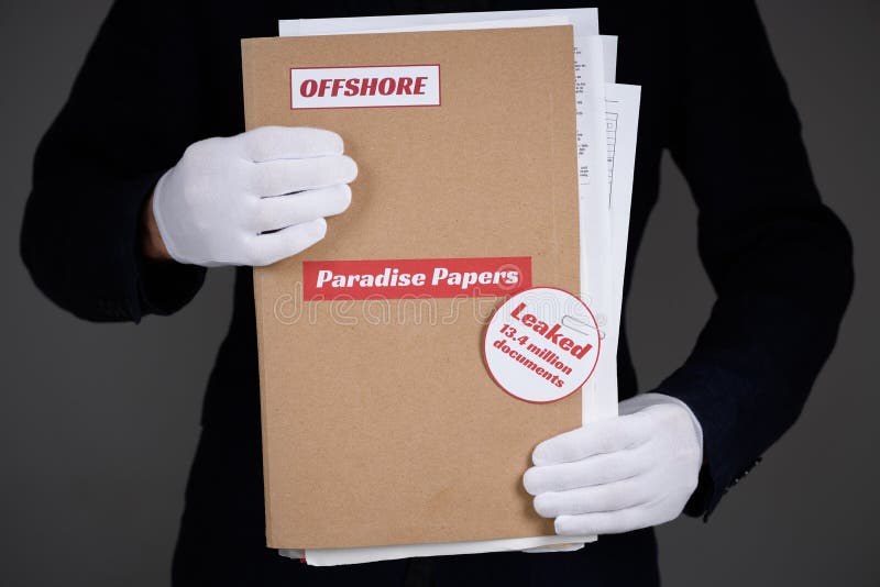 Folder with Paradise Papers and Offshore Label with Documents Inside ...