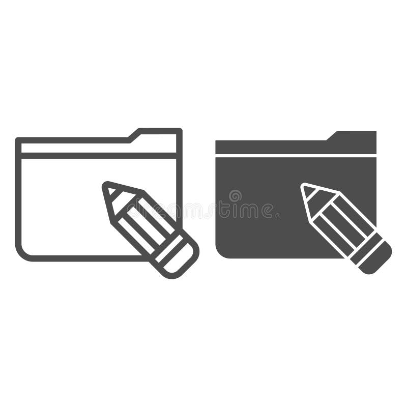 Folder with Pencil Flat Icon. Folder with Sketches Color Icons in ...