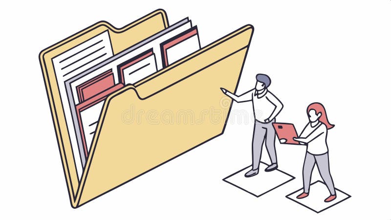 Folder with People, Teamwork and Collaboration Vector Design Generative ...