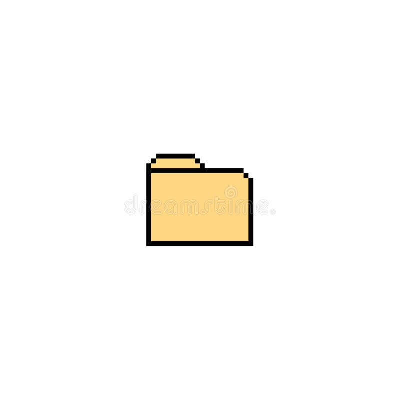 Folder Pixel Art Vector Icon, Pixeled Retro 8 Bit Computer Graphic ...