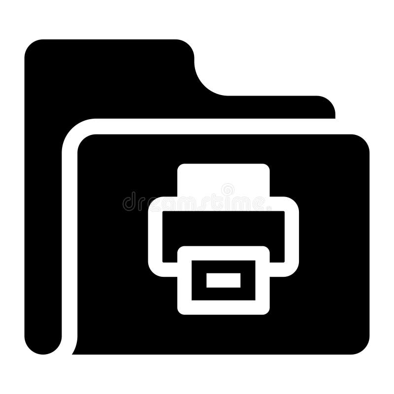 Folder printer glyphs icon stock illustration. Illustration of ...