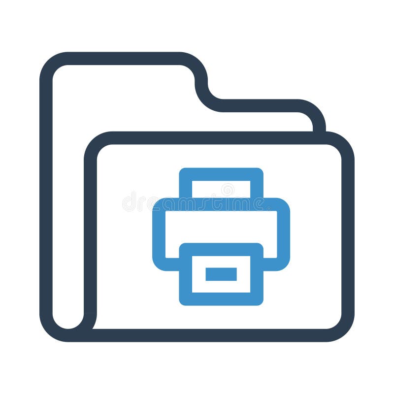 Folder Printer Line icon stock vector. Illustration of icon - 104497453