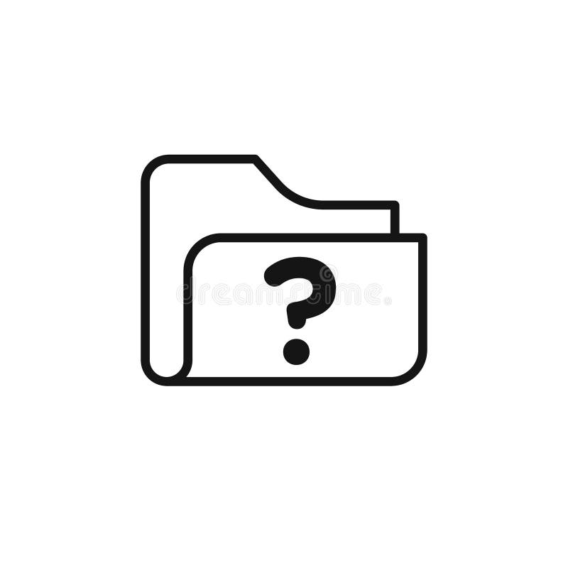 Folder with Questionmark Icon Outline Collection in Black and on White ...