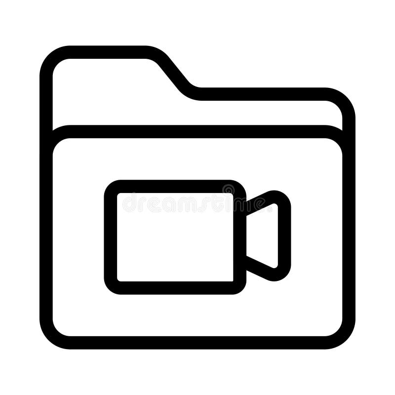 Folder Recording Vector Thin Line Icon Stock Illustration ...