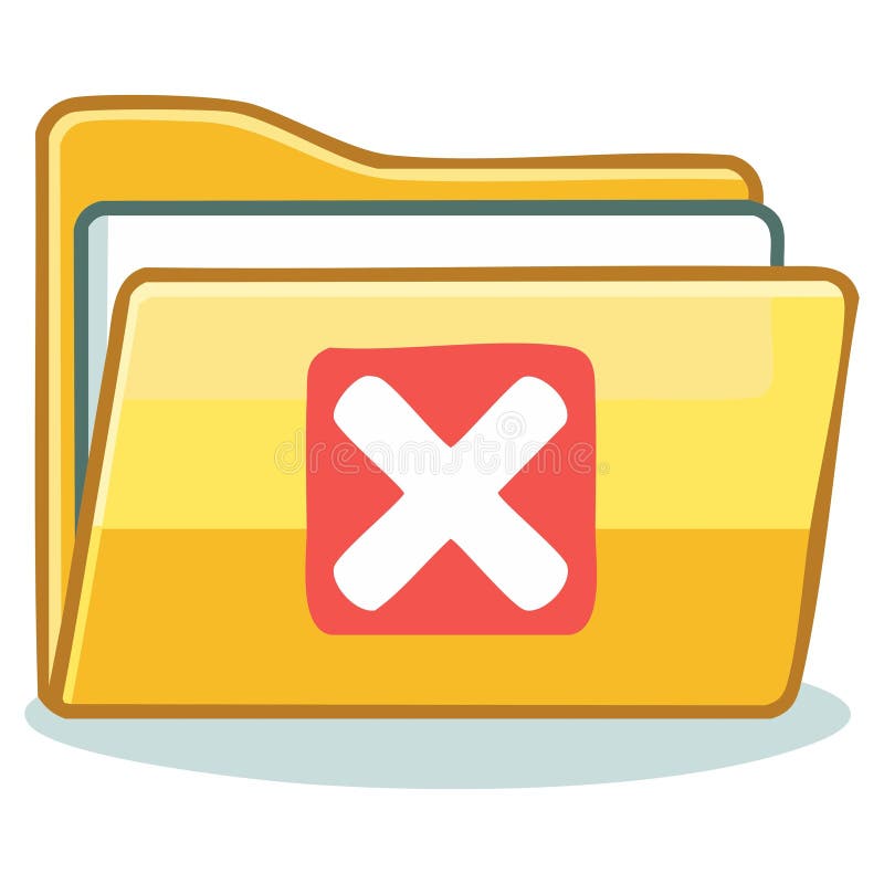 Folder with Red Cross Symbol Signifying Error or Rejection Stock ...