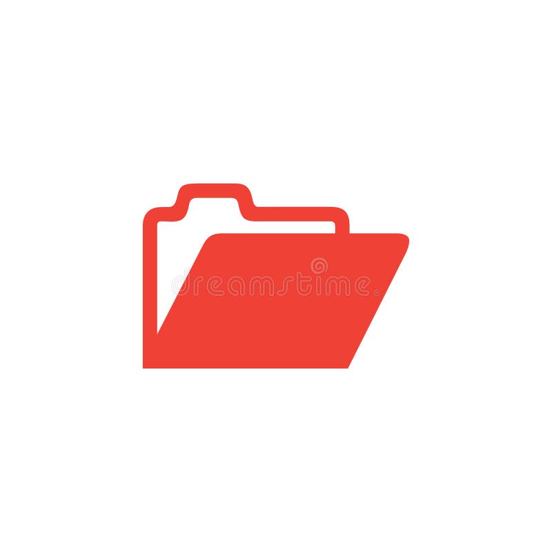 Folder Red Icon on White Background. Red Flat Style Vector Illustration ...