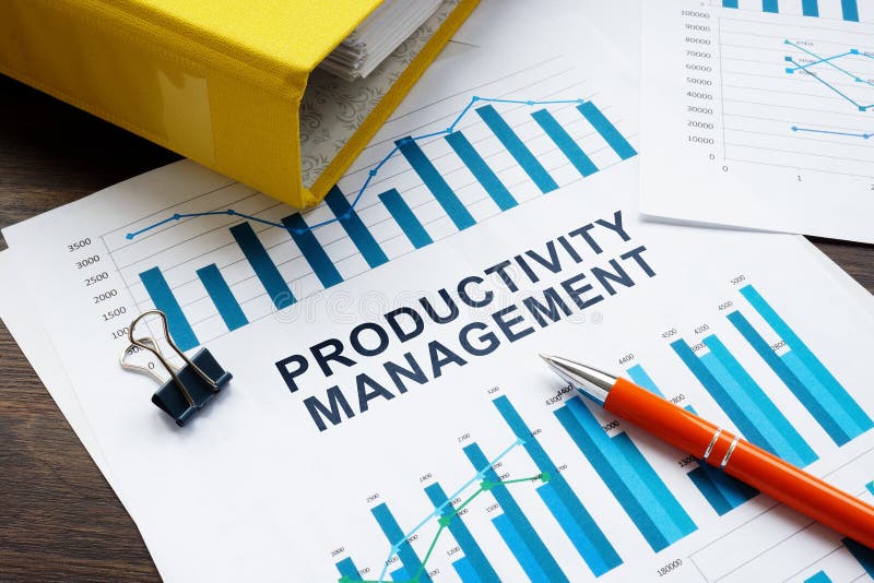 A Folder and Report about Productivity Management. Stock Photo - Image ...