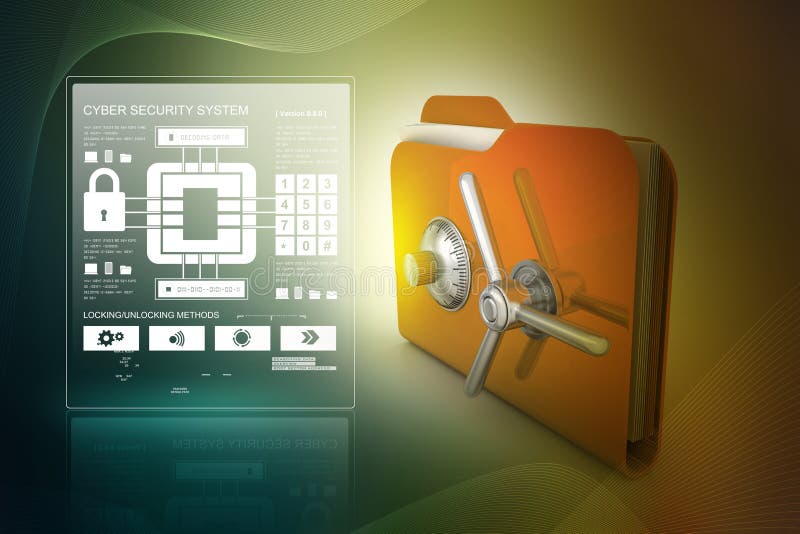 Folder with safe lock stock illustration. Illustration of internet ...