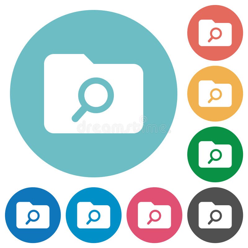 Folder Search Flat Round Icons Stock Vector - Illustration of search ...