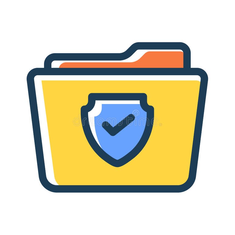 Folder Secure Shield Encryption Single Isolated Icon with Dash or ...