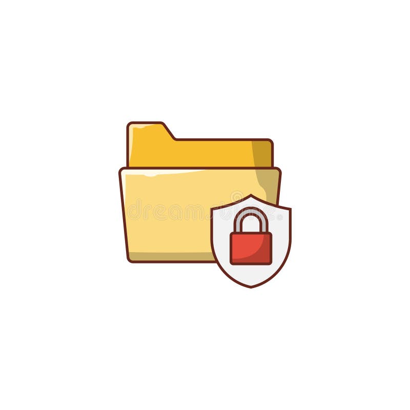 Folder Security Vector Line Flat Icon Stock Vector - Illustration of ...