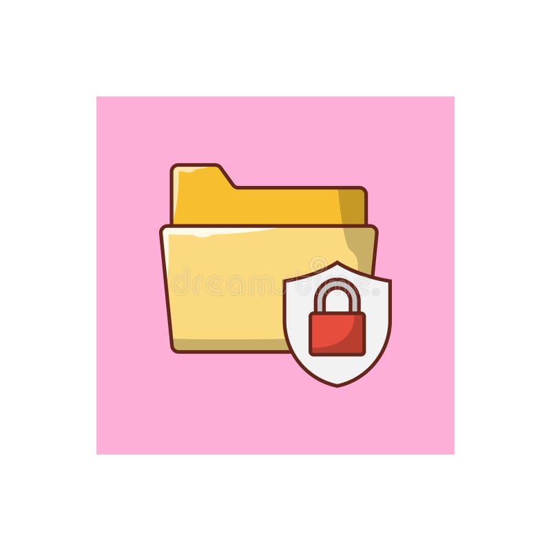 Folder Security Vector Flat Colour Icon Stock Vector - Illustration of ...