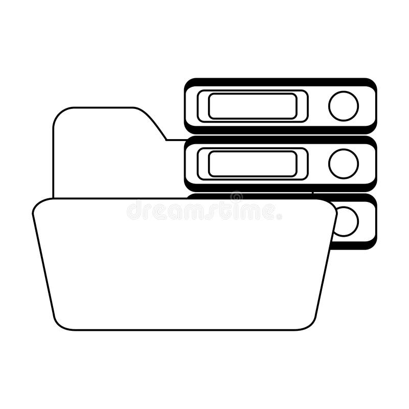 Folder with Servers Database in Black and White Stock Vector ...