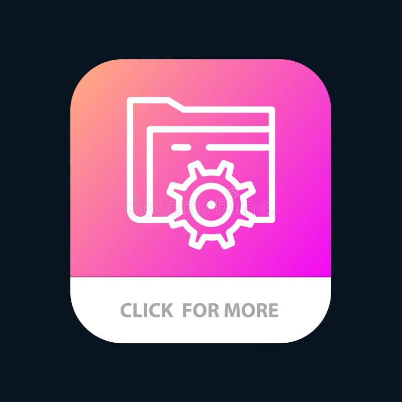 Folder Setting Gear Computing Mobile App Button Android And Ios Line Version Stock Vector