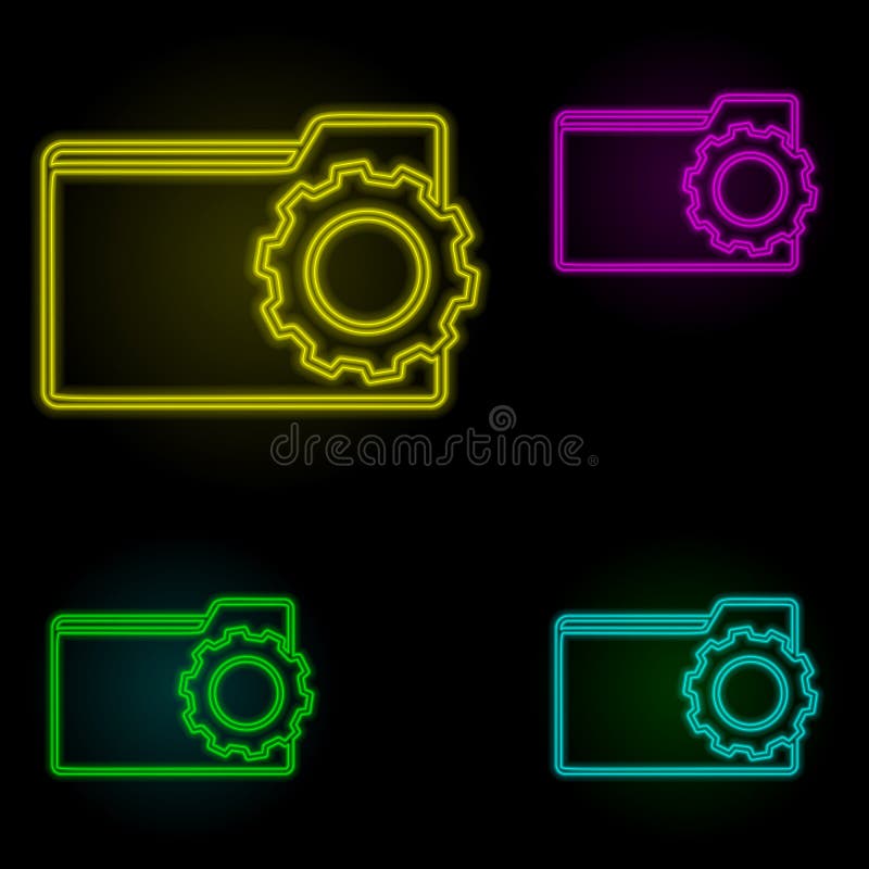 Folder Setup Neon Color Set Icon Simple Thin Line Outline Vector Of Automation Icons For Ui
