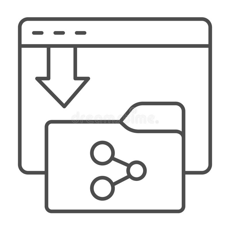 Folder with Sharing Access Thin Line Icon, Data Hoarding Concept ...
