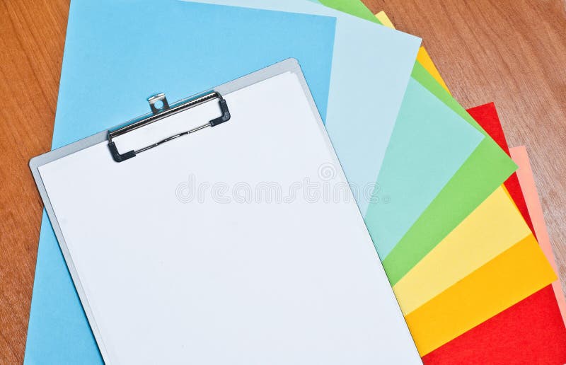 Folder and Sheets of Colored Paper Stock Photo - Image of colored, card ...