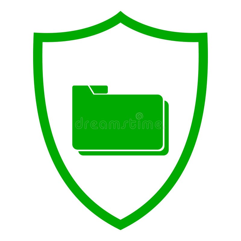 Folder and shield stock vector. Illustration of symbol - 163945944