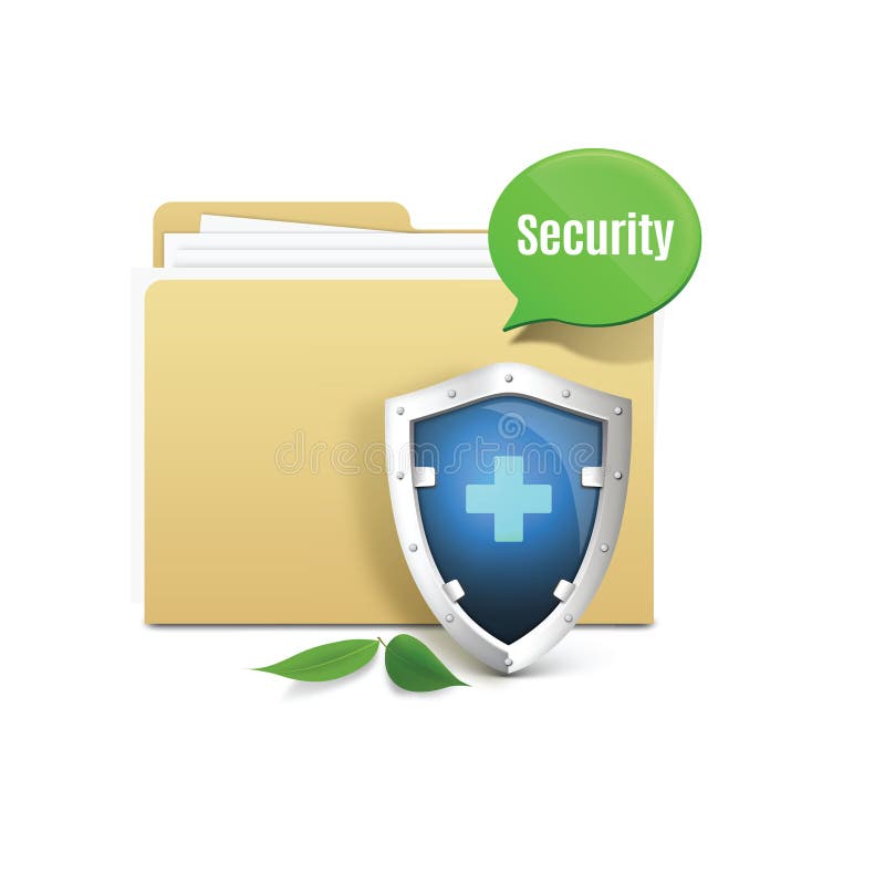 Folder with Shield. Vector Illustration Decorative Design Stock Vector ...