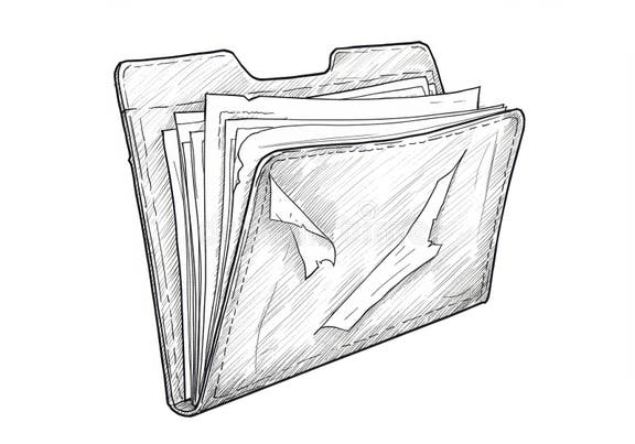 Folder Sketch with Papers Document Filing Concept Stock Illustration ...