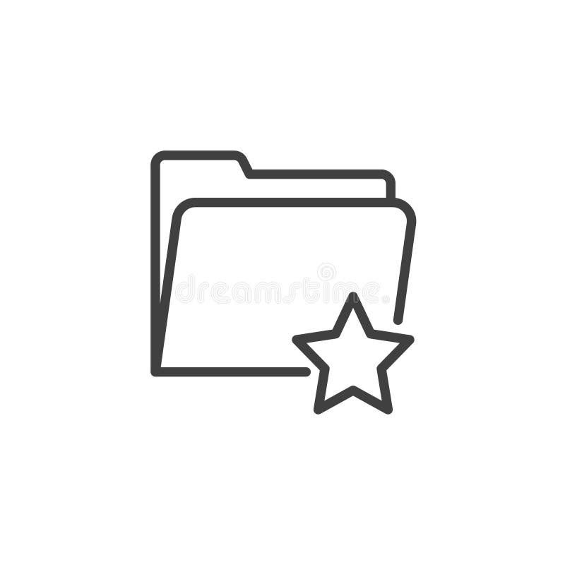 Folder with Star line icon stock vector. Illustration of pictogram ...