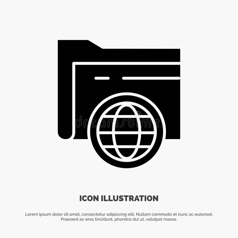 Folder, Storage, Fie, Globe Solid Black Glyph Icon Stock Vector ...