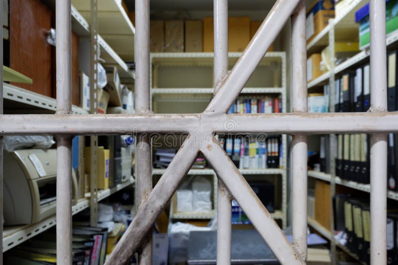 Folder Storage Room Seen through Bars Stock Photo - Image of office ...