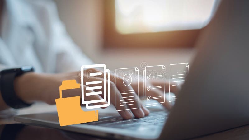 Folder Stored in Document Management System DMS Server. Businessman ...