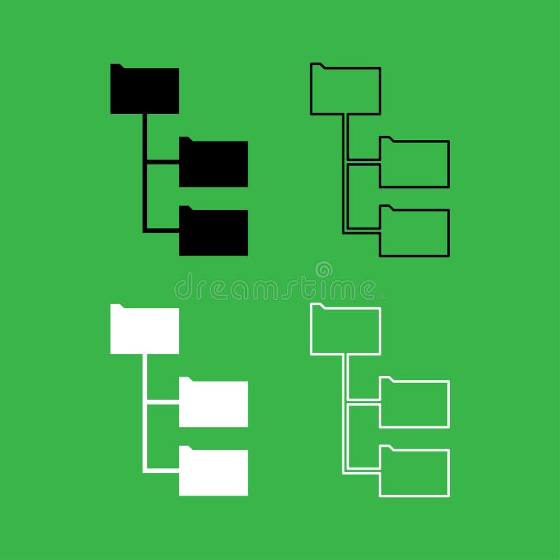 Folder Structure Icon Black and White Color Set Stock Vector ...