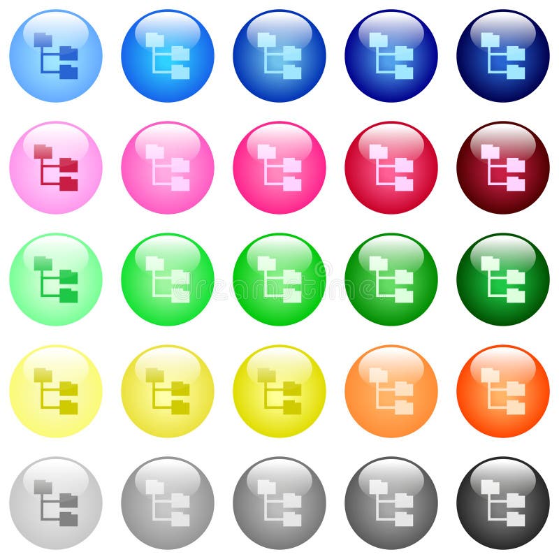 Folder Structure Icons in Color Glossy Buttons Stock Vector ...