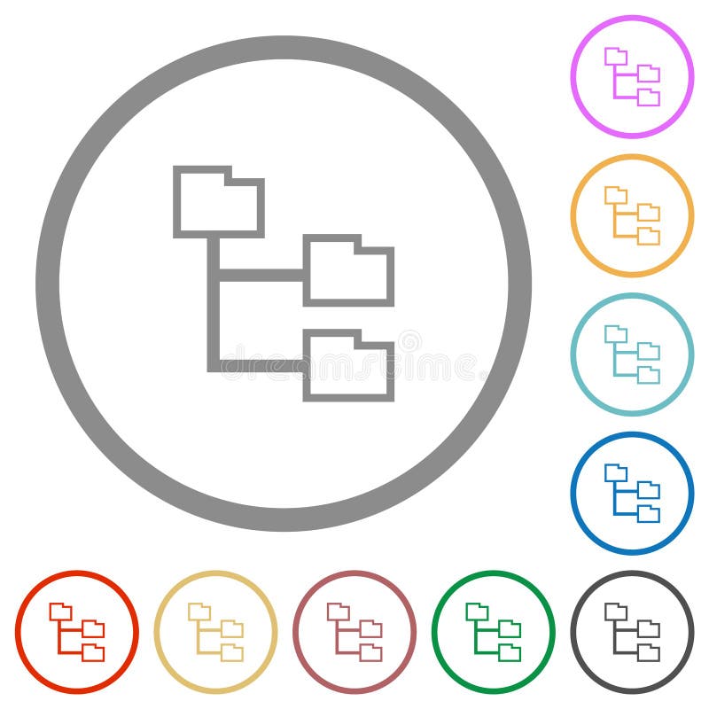 Folder Structure Outline Round Flat Multi Colored Icons Stock Vector ...