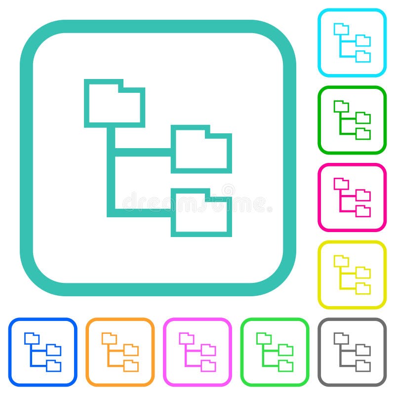 Folder Structure Outline Vivid Colored Flat Icons Stock Vector ...