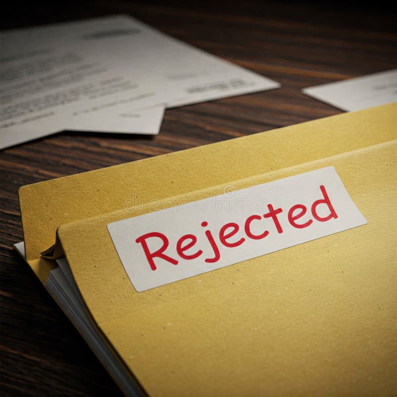 A Folder on the Table with the Word Rejected Written on it. Stock Image ...