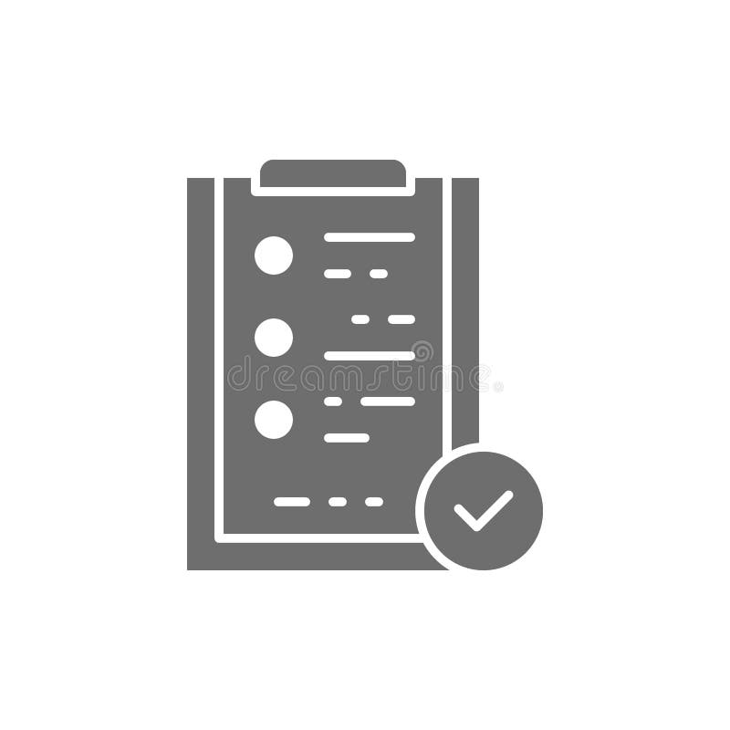 Folder Tablet with Check Mark Sign, Quality Control, Verification Grey ...