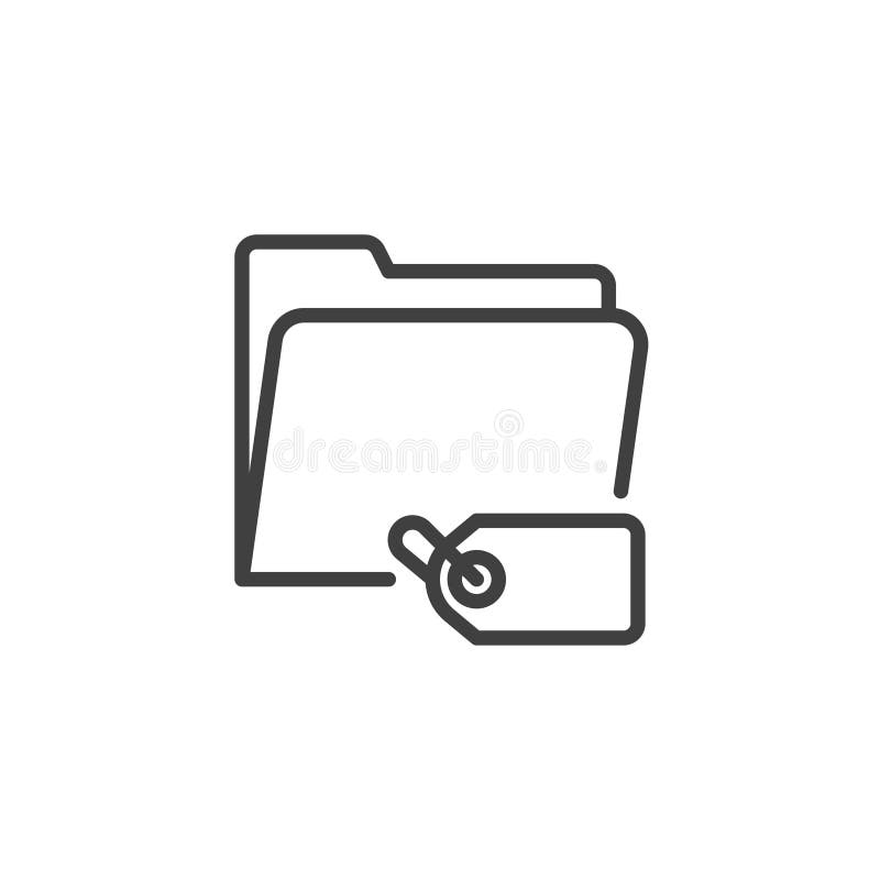 Folder Tagging line icon stock illustration. Illustration of simple ...