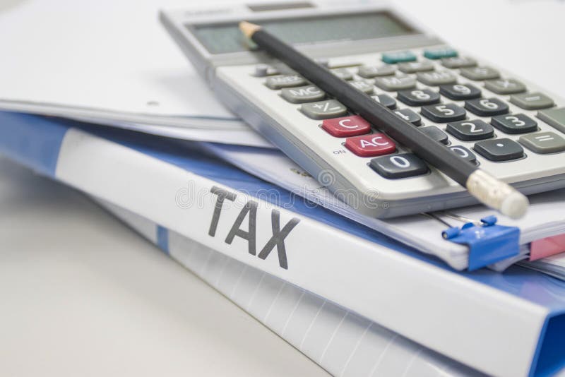 Folder Tax Documents and Paper Files with Calculator Stock Image ...