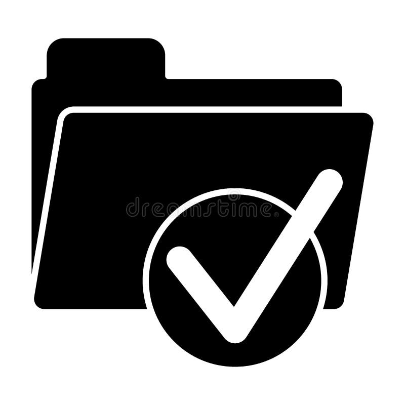 Folder with Tick Solid Icon. Ready Sign on Folder Vector Illustration ...