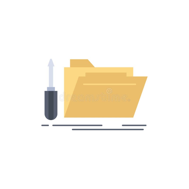 Folder, Tool, Repair, Resource, Service Flat Color Icon Vector Stock ...