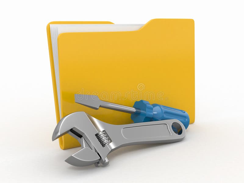 Folder with Tool. 3D Icon Isolated Stock Illustration - Illustration of ...